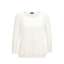 GOLDNER Damen Kurzarmbluse "Kurzgr&ouml;&szlig;e Chiffon-Shirt mit 3/4-Arm, Rundhals", wei&szlig;, Casual, Gr. 25, Obermaterial: 95% Viskose CV. 5% Elasthan EL.,