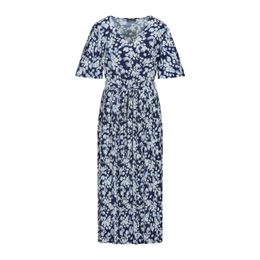 GOLDNER Damen Sommerkleid "Kurzgr&ouml;&szlig;e Wickelkleid mit floralem Design", blau, Gr. 24, Obermaterial: 92% Polyester PES. 8% Elasthan EL., Kleider, Mit