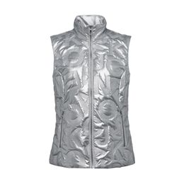 GOLDNER Damen Kurzweste "Kurzgr&ouml;&szlig;e Weste mit leichtem Fantasiestepp", silber, Gr. 22, Obermaterial: 70% Polyester PES. 30% Polyurethan PU., Westen,