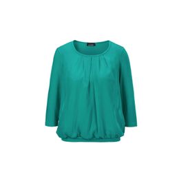 GOLDNER Damen Kurzarmbluse "Kurzgr&ouml;&szlig;e Chiffon-Shirt mit 3/4-Arm, Rundhals", gr&uuml;n, Casual, Gr. 20, Obermaterial: 95% Viskose CV. 5% Elasthan EL.,