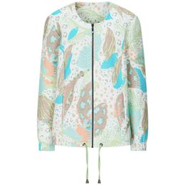 GOLDNER Damen Kurzjacke "Printjacke mit Ottomanstruktur", gr&uuml;n, Gr. 52, Obermaterial: 50% Baumwolle CO. 47% Polyester PES. 3% Elasthan EL., Jacken,