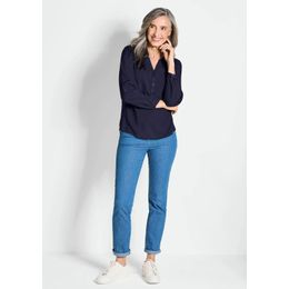 GOLDNER Damen Schlupfbluse "Elegante Viskosebluse mit V-Ausschnitt", blau, Gr. 40, Obermaterial: 100% Viskose CV., Blusen, Knopfleiste