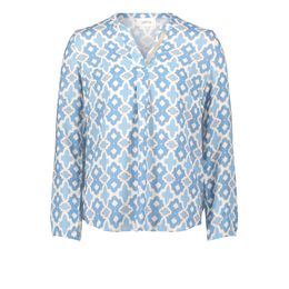 Cartoon Damen Shirtbluse "Damen mit Muster"wei&szlig;, blau, Gr. 38, Obermaterial: 100% Viskose, Blusen
