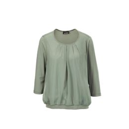 GOLDNER Damen Kurzarmbluse "Chiffon-Shirt mit 3/4-Arm, Rundhals", gr&uuml;n, Casual, Gr. 46, Obermaterial: 95% Viskose CV. 5% Elasthan EL., Blusen,