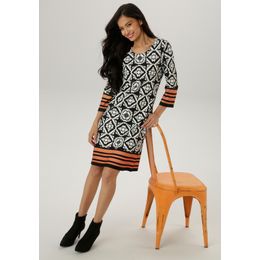 Damen Jerseykleid, orange, Gr. 36, Aniston SELECTED, bedruckt, gemustert, Jersey, Obermaterial: 85% Viskose, 10% Polyester, 5% Elasthan, Kleider, mit