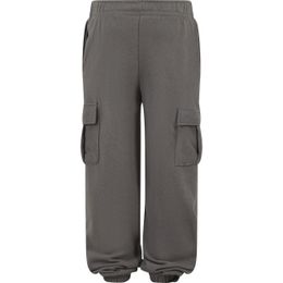 Urban Classics M&auml;dchen Cargohose "Urban Classics Boys Light Terry Wide Cargo Sweatpants", grau, Gr. 158, unifarben, 100% Baumwolle, Hosen