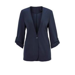 GOLDNER Damen Jackenblazer "Kurzgr&ouml;&szlig;e Blazer mit Cardiganausschnitt", blau, Gr. 23, Obermaterial: 95% Polyester PES. 5% Elasthan EL., Blazer,