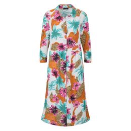 GOLDNER Damen Sommerkleid "Blusenkleid mit Leo-Blumen-Muster", bunt, Gr. 44, Obermaterial: 100% Viskose CV., Kleider, Taschen an der Seitennaht