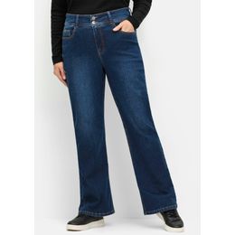 sheego Damen Bootcut-Jeans, blau, Gr. 58, unifarben, 99% Baumwolle, 1% Elasthan, Jeans