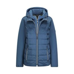 GOLDNER Damen Kurzjacke "Kurzgr&ouml;&szlig;e Sportive Steppjacke mit Kapuze", blau, Gr. 19, Obermaterial: 50% Polyamid PA. 47% Polyester PES. 3% Elasthan EL.,