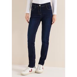 Cecil Damen Slim-fit-Jeansdunkelblau wash, Gr. 36, unifarben, Jeans, 78% Baumwolle, 20% Polyester, 2% Elasthan, Jeans, Middle Waist