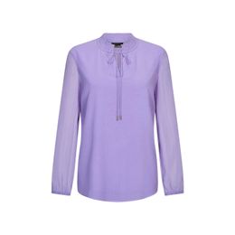 GOLDNER Damen Chiffonbluse "Kurzgr&ouml;&szlig;e Elegante Jersey-Bluse mit Rundhals", lila, Modisch, Gr. 24, Obermaterial: 100% Polyester PES., Blusen, Gummibund