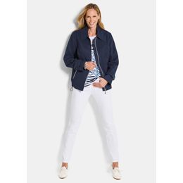 GOLDNER Damen Kurzjacke "Kurzgr&ouml;&szlig;e Sommerblouson mit Rei&szlig;verschluss"marine, Gr. 19, Obermaterial: 60% Baumwolle CO. 32% Polyester PES. 8% Polyamid