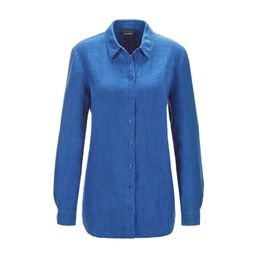 GOLDNER Damen Langarmbluse "Bequeme Damen Businessbluse", blau, Gr. 42, Obermaterial: 100% Leinen LI., Blusen, Ohne