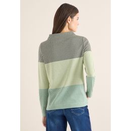 Cecil Damen Langarmshirtraw khaki, Gr. XXL, Stoff, 92% Viskose, 6% Polyester, 2% Elasthan, Shirts, im Colourblock-Style