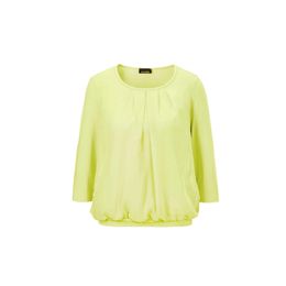 GOLDNER Damen Kurzarmbluse "Kurzgr&ouml;&szlig;e Chiffon-Shirt mit 3/4-Arm, Rundhals", gr&uuml;n, Casual, Gr. 22, Obermaterial: 95% Viskose CV. 5% Elasthan EL.,
