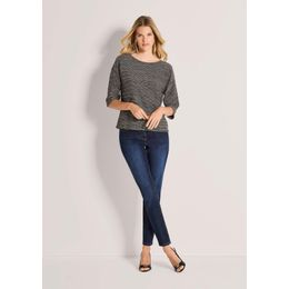 Madeleine Mode MADELEINE Damen Langarmshirt "Shirt Sweatshirt mit Halbarm, Glanzgarn", grau, Modern, Gr. 42, Obermaterial: 36% Polyacryl PAN. 36% Polyester PES. 26%