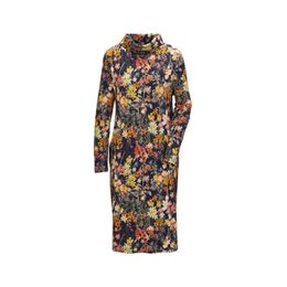 GOLDNER Damen Druckkleid "Kurzgr&ouml;&szlig;e Druckkleid mit halsfernem Rollkragen", blau, Gr. 21, Obermaterial: 87% Viskose CV. 11% Polyester PES. 2% Elasthan