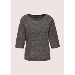 Madeleine Mode MADELEINE Damen Langarmshirt "Shirt Sweatshirt mit Halbarm, Glanzgarn", grau, Modern, Gr. 42, Obermaterial: 36% Polyacryl PAN. 36% Polyester PES. 26%