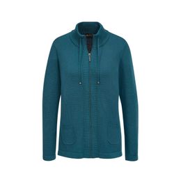 GOLDNER Damen Strickjacke "Kurzgr&ouml;&szlig;e Herbstcardigan mit Rei&szlig;verschluss", blau, Gr. 25, Obermaterial: 50% Baumwolle CO. 50% Polyacryl PAN.,