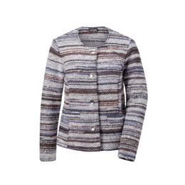 GOLDNER Damen Kurzjacke "Kurzgr&ouml;&szlig;e H&uuml;ftlange Baumwolljacke mit Streifen", blau, Gr. 22, Obermaterial: 31% Baumwolle CO. 31% Polyester PES. 16%