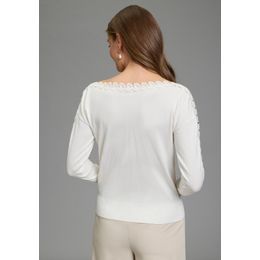 Laura Scott Damen Strickpullover "aus leichtem Feinstrick", wei&szlig;, Gr. 42, unifarben, Feinstrick, Obermaterial: 50% Viskose, 26% Polyamid, 24%