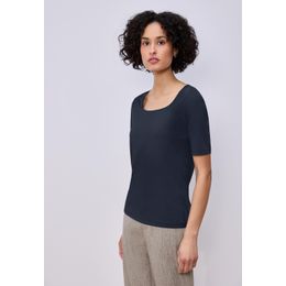 Street One Damen T-Shirtshadowed navy, Gr. 40, unifarben, Stoff, 90% Nylon, 10% Elasthan, Shirts, aus Jersey in Unifarbe