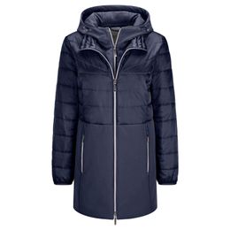 GOLDNER Damen Langmantel "Wintermantel mit Softshell-Einsatz", blau, Gr. 40, Obermaterial: 50% Polyamid PA. 47% Polyester PES. 3% Elasthan EL.,