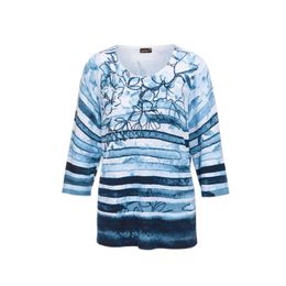 GOLDNER Damen Rundhalspullover "Viskosepullover mit Muster, Feinstrick", blau, Gr. 38, Obermaterial: 70% Viskose CV. 30% Polyamid PA., Pullover, Mit
