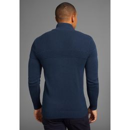 Bruno Banani Herren Troyer, blau, Gr. XXXL, Strick, Obermaterial: 50% Baumwolle, 50% Polyacryl, Pullover, mit Rei&szlig;verschluss