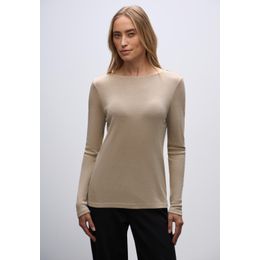 Street One Damen Rundhalsshirtsanded beige, Gr. 36, Glitzermuster, Jersey, Obermaterial: 82% Viskose, 10% metallisierte Fasern, 8% Polyamid, Shirts,