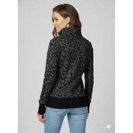 Ragwear Damen Sweatjacke "RYLIE PRINT ZIP O"schwarz, Gr. XL, bedruckt, gemustert, Sweatware, Obermaterial: 65% Baumwolle, 35% Polyester, Sweatjacken,