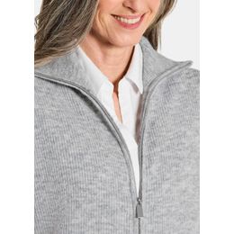 GOLDNER Damen Kurzweste "Melierte Weste mit Rei&szlig;verschluss", grau, Modisch, Gr. 50, Obermaterial: 76% Polyester PES. 15% Polyamid PA. 6% Schurwolle