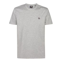 Herren Rundhalsshirt, grau, Gr. S, PETROL INDUSTRIES, Jersey, Obermaterial: 100% Baumwolle, Shirts, mit Logo Stickerei
