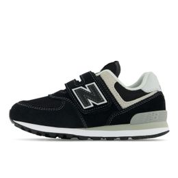 New Balance M&auml;dchen Sneaker "574", Gr. 31, schwarz, Leder, Synthetik, Textil, Schuhe, mit Gummilaufsohle, f&uuml;r Kinder entwickelt