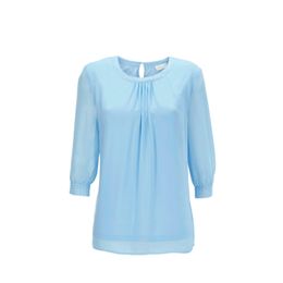 GOLDNER Damen Langarmbluse "Bluse aus leichtem Chiffon mit Glitzersteinen", blau, festlich, Gr. 44, Obermaterial: 100% Polyester PES., Blusen, Ohne