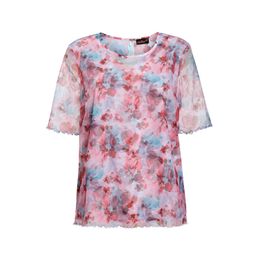 GOLDNER Damen Kurzarmbluse "Druckbluse aus herrlich weichem Mesh", orange, festlich, Gr. 38, Obermaterial: 100% Polyester PES., Blusen, Ohne