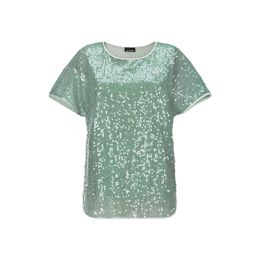 GOLDNER Damen Satinbluse "Kurzgr&ouml;&szlig;e Schlupfbluse in schimmerndem Design", gr&uuml;n, Gr. 19, Obermaterial: 100% Polyester PES., Blusen,