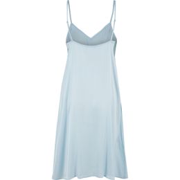 Urban Classics Damen Shirtkleid "Urban Classics Damen Ladies Viscose Satin Slip Dress", blau, Gr. L, unifarben, 100% Viskose, Kleider