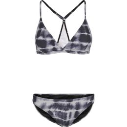 Urban Classics Damen B&uuml;gel-Bikini "Urban Classics Damen Ladies Tie Dye Triangle Back Bikini"schwarz, wei&szlig;, Gr. XS, 85% Polyamid, 15% Elasthan,
