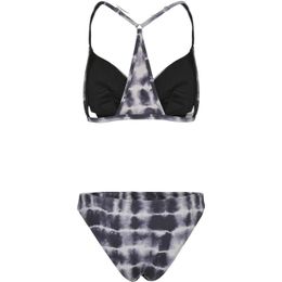 Urban Classics Damen B&uuml;gel-Bikini "Urban Classics Damen Ladies Tie Dye Triangle Back Bikini", schwarz-wei&szlig;, Gr. XS, 85% Polyamid, 15% Elasthan,