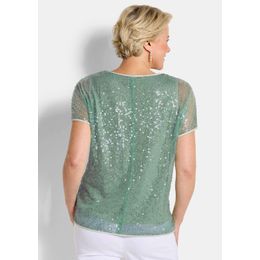 GOLDNER Damen Satinbluse "Schlupfbluse in schimmerndem Design", gr&uuml;n, Gr. 48, Obermaterial: 100% Polyester PES., Blusen, figurschmeichelnder Schnitt