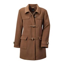 GOLDNER Damen Langmantel "Kurzgr&ouml;&szlig;e Dufflecoat", braun, Gr. 22, Obermaterial: 92% Polyester PES. 6% Viskose CV. 2% Elasthan EL., M&auml;ntel, mit