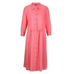 GOLDNER Damen Sommerkleid "Luftiges Hemdkleid mit Knopfleiste, Midi", orange, Basic, Gr. 46, Obermaterial: 100% Viskose CV., Kleider, Eingrifftaschen