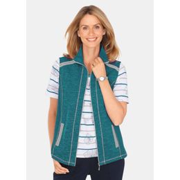 GOLDNER Damen Kurzweste "Kurzgr&ouml;&szlig;e Freizeitweste aus w&auml;rmenden Strickfleece mit Stehkragen", blau, Gr. 23, Obermaterial: 100% Polyester PES., Westen,
