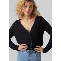 V&eacute;ro Moda VERO MODA Damen Strickjacke "VMNEWLEXSUN LS SHORT V-NECK CAR GA NOOS", schwarz, Gr. S, unifarben, Strick, Obermaterial: 50% Viskose (LENZING