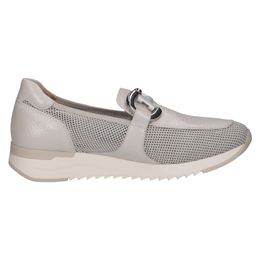 Caprice Damen Slipper, Gr. 37, wei&szlig;, Leder, Textil, Schuhe, Sneaker, Freizeitschuh, Schlupfschuh mit Wechselfu&szlig;bett in Weite G
