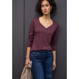 Langarmshirt Street One, Damen, Gr. 36, jazz berry, Jersey, Obermaterial: 50% Baumwolle, 50% Modal. Futter: 100% Baumwolle, unifarben, regular fit normal, herzf&ouml;rmiger Ausschnitt, gerader Abschluss, Shirts Langarmshirt, mit Herz-Ausschnitt