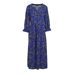 GOLDNER Damen Sommerkleid "Flie&szlig;endes Viskosekleid mit V-Ausschnitt", blau, Gr. 48, Obermaterial: 100% Viskose CV., Kleider, Bl&auml;tter-Dessin