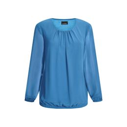 GOLDNER Damen Klassische Bluse "Kurzgr&ouml;&szlig;e Jerseybluse mit Falten-Details", blau, Modisch, Gr. 20, Obermaterial: 67% Polyester PES. 30% Viskose CV. 3%